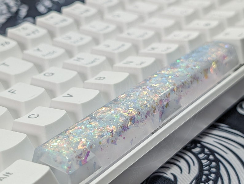 Holographic Glitter Resin Spacebar: Cosmic Mx-style Keyboard Accessory ...