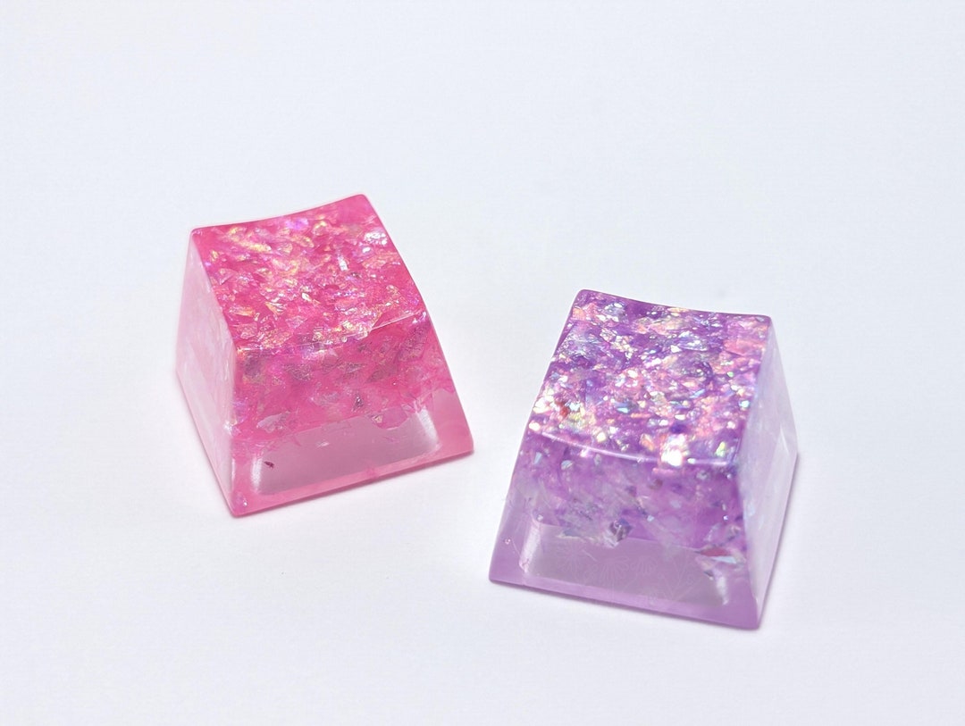 Holographic Glitter Resin Artisan Keycap: Pink/purple OEM SA Escape Key ...