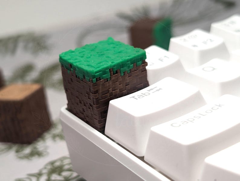 Pixel Grass Block Keycap: Voxel Artisan Keyboard Accent - Etsy