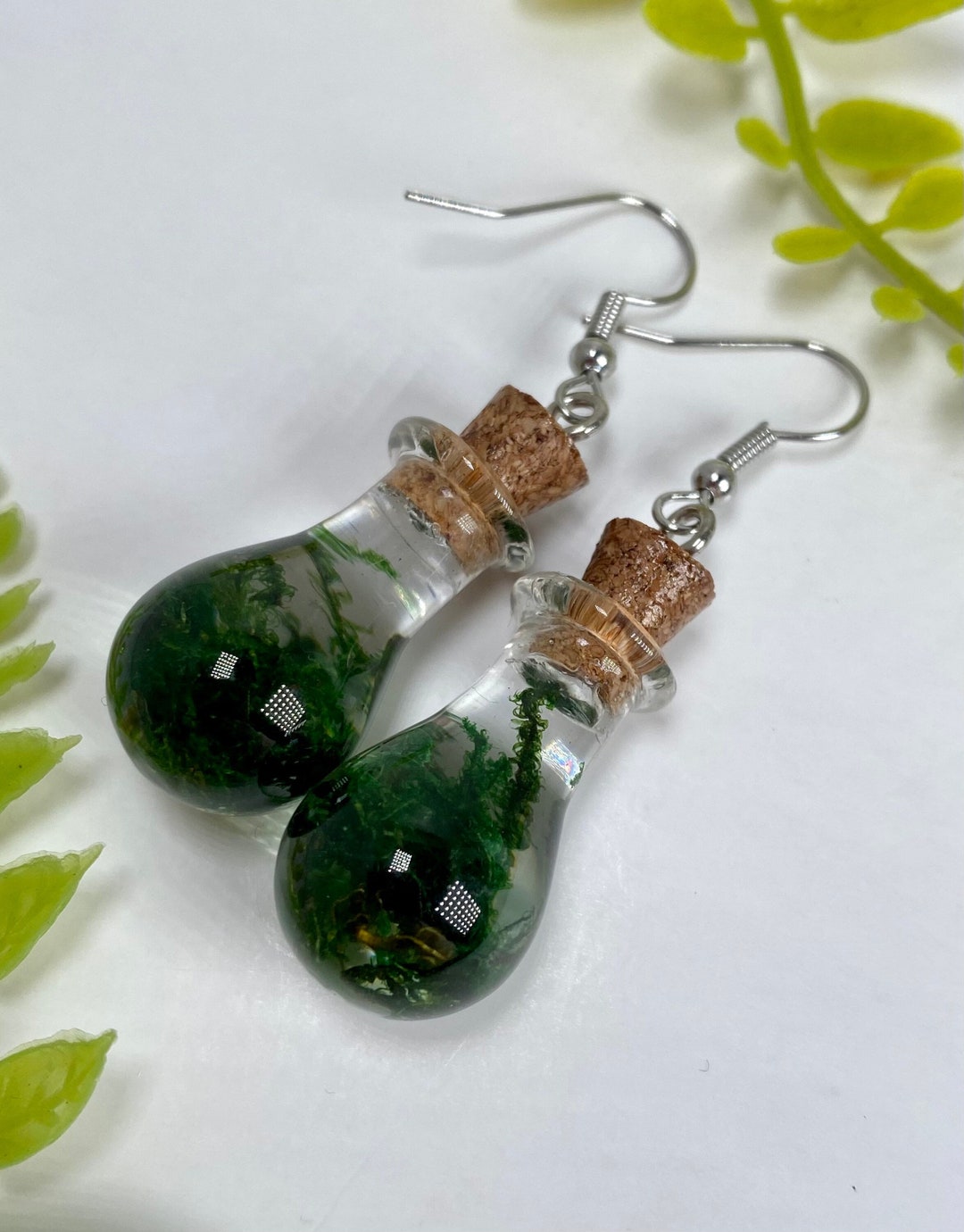 Moss Bottle Dangle Earrings, Real Moss Earrings, Nature Earrings ...