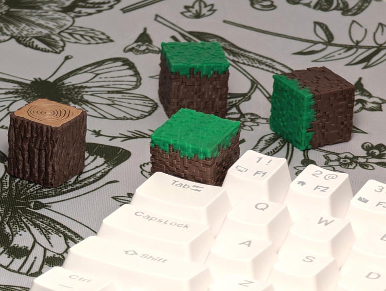 Pixel Grass Block Keycap: Voxel Artisan Keyboard Accent - Etsy