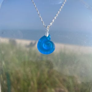 Pacific Blue Beach Glass Seashell and Sterling Silver Necklace - Etsy