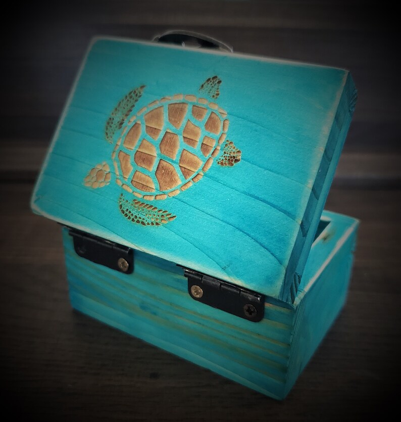Turtle Trinket Box Wooden Jewelry Box. Nautical Sea Turtle | Etsy