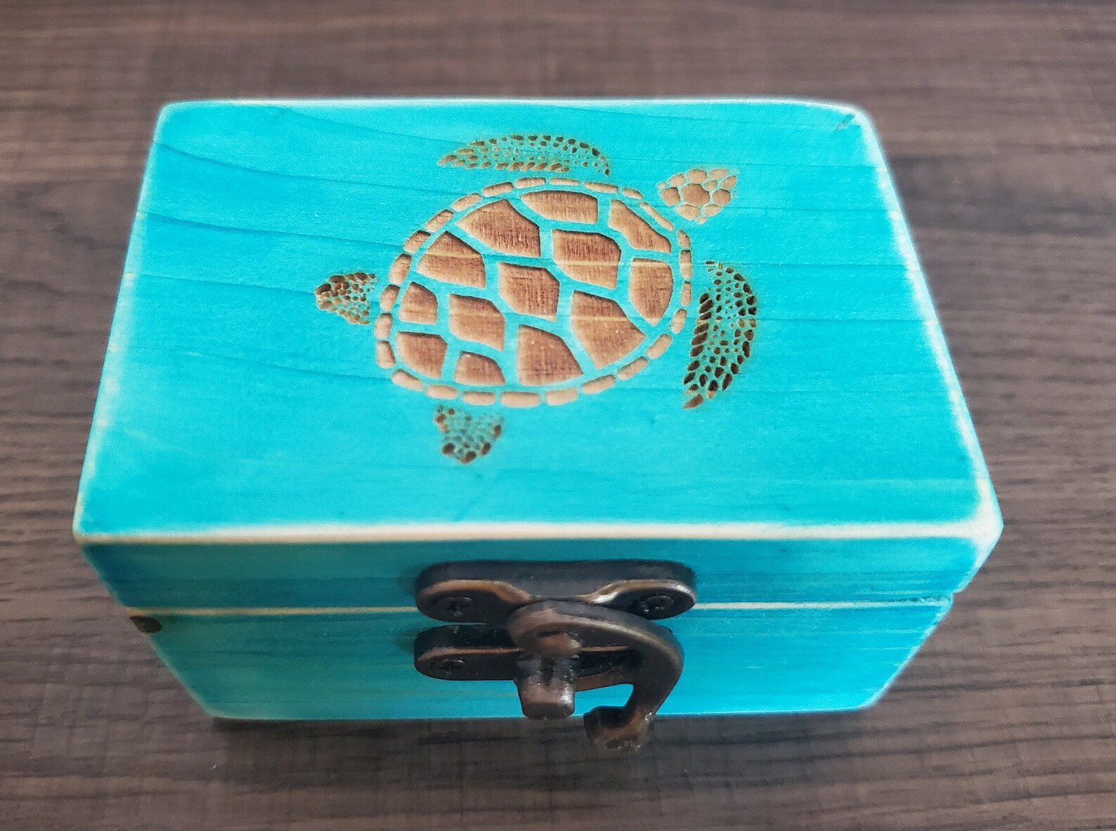 Turtle Trinket Box Wooden Jewelry Box. Nautical Sea Turtle | Etsy