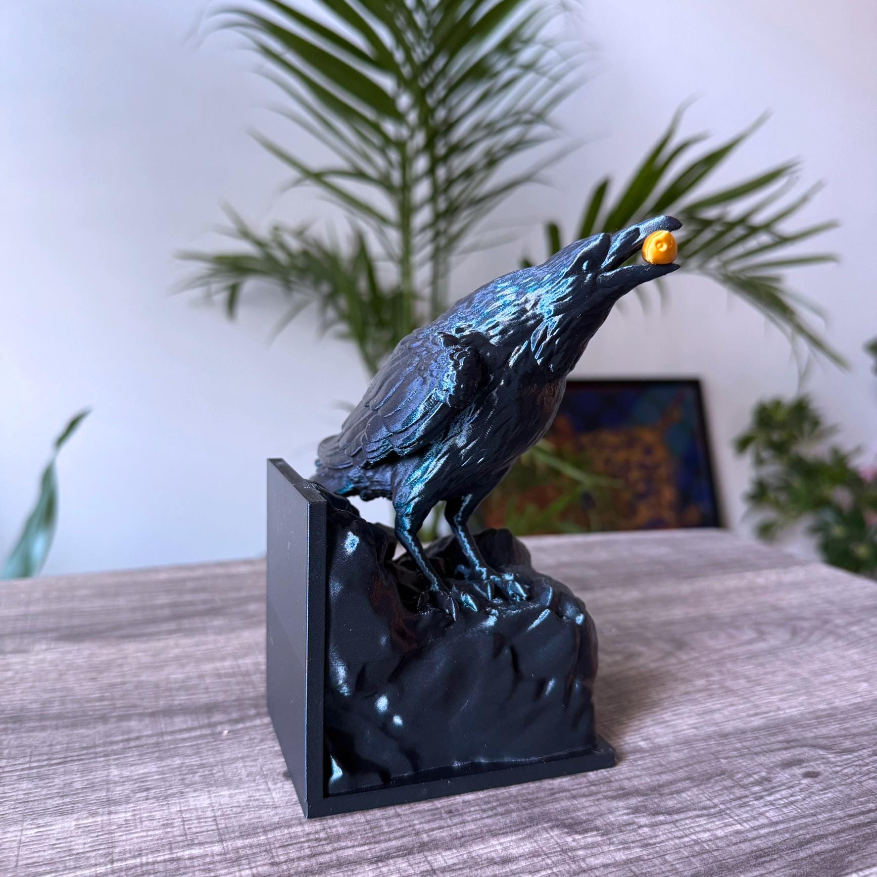 Raven Bookend - Unique Black Dark Academia Crow Bookend - Novelty ...