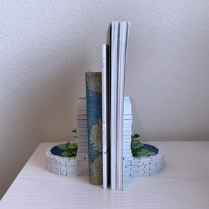 Mystical Arched Bridge Bookends With Resin Ponds Quaint Brick Pond Bookends Decorative Fairy ...