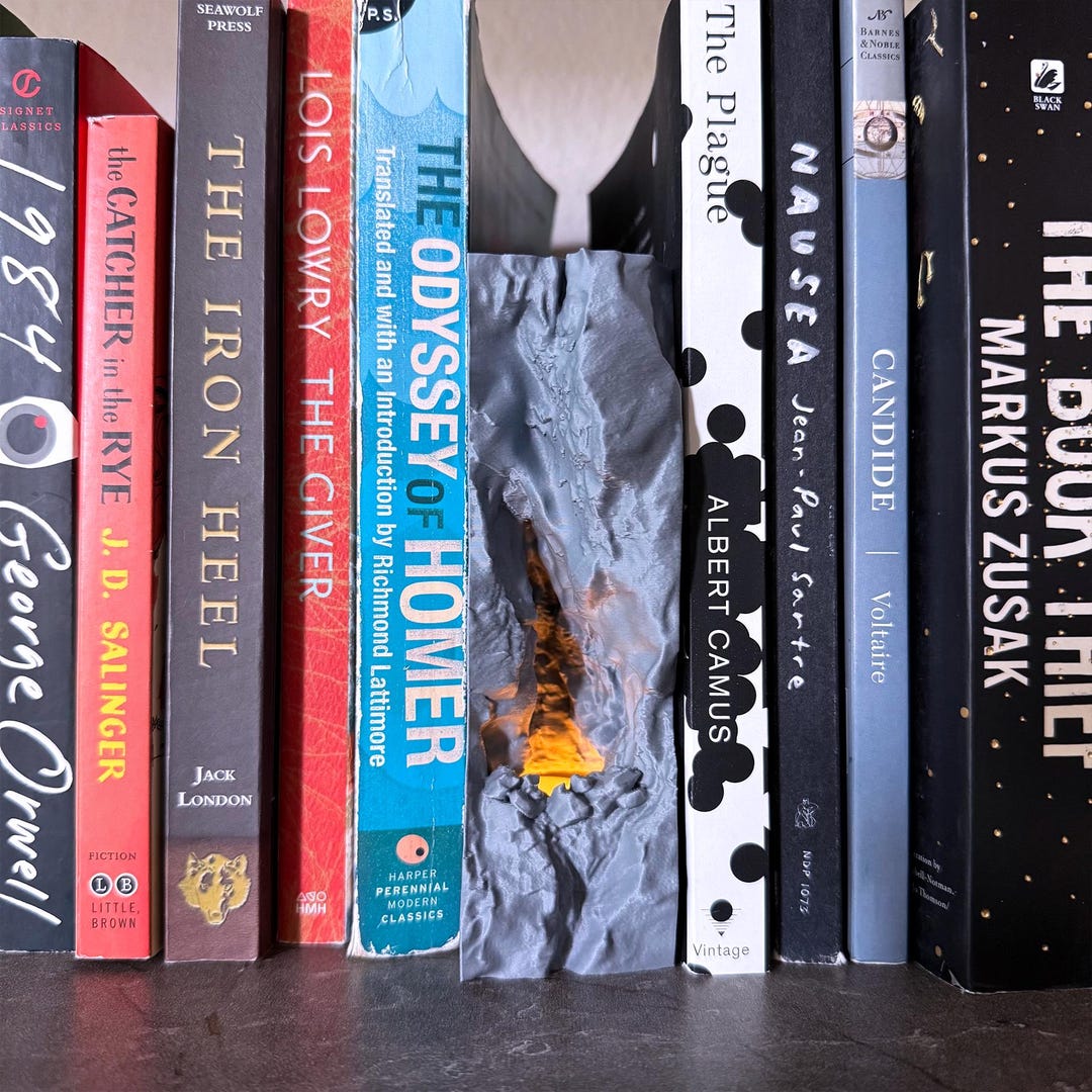 Cave Bookend With Flickering Flame - Single Novelty Bookend With ...