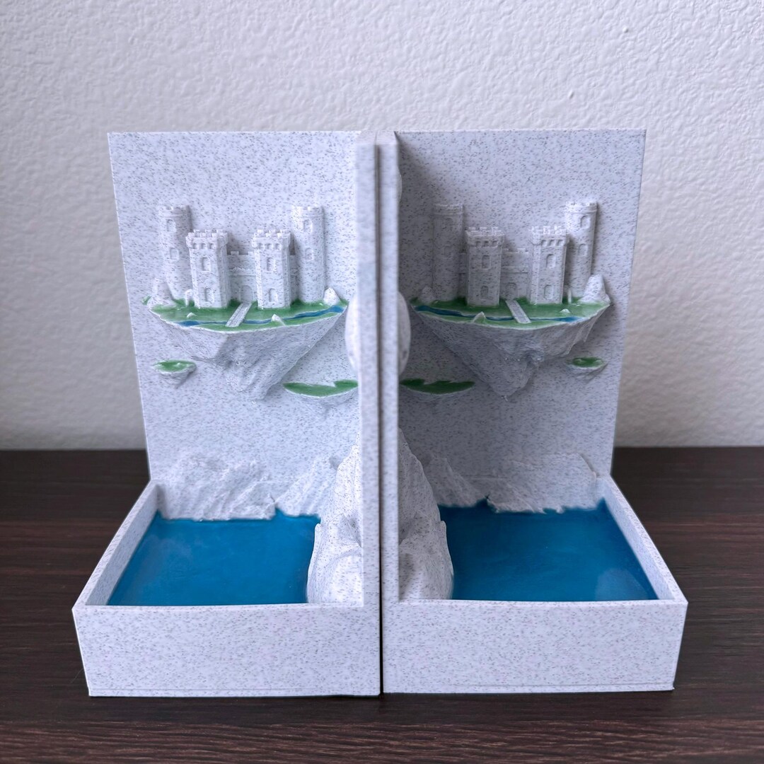 Floating Island Fantasy Castle Bookends Cool Unique Bookends - Etsy