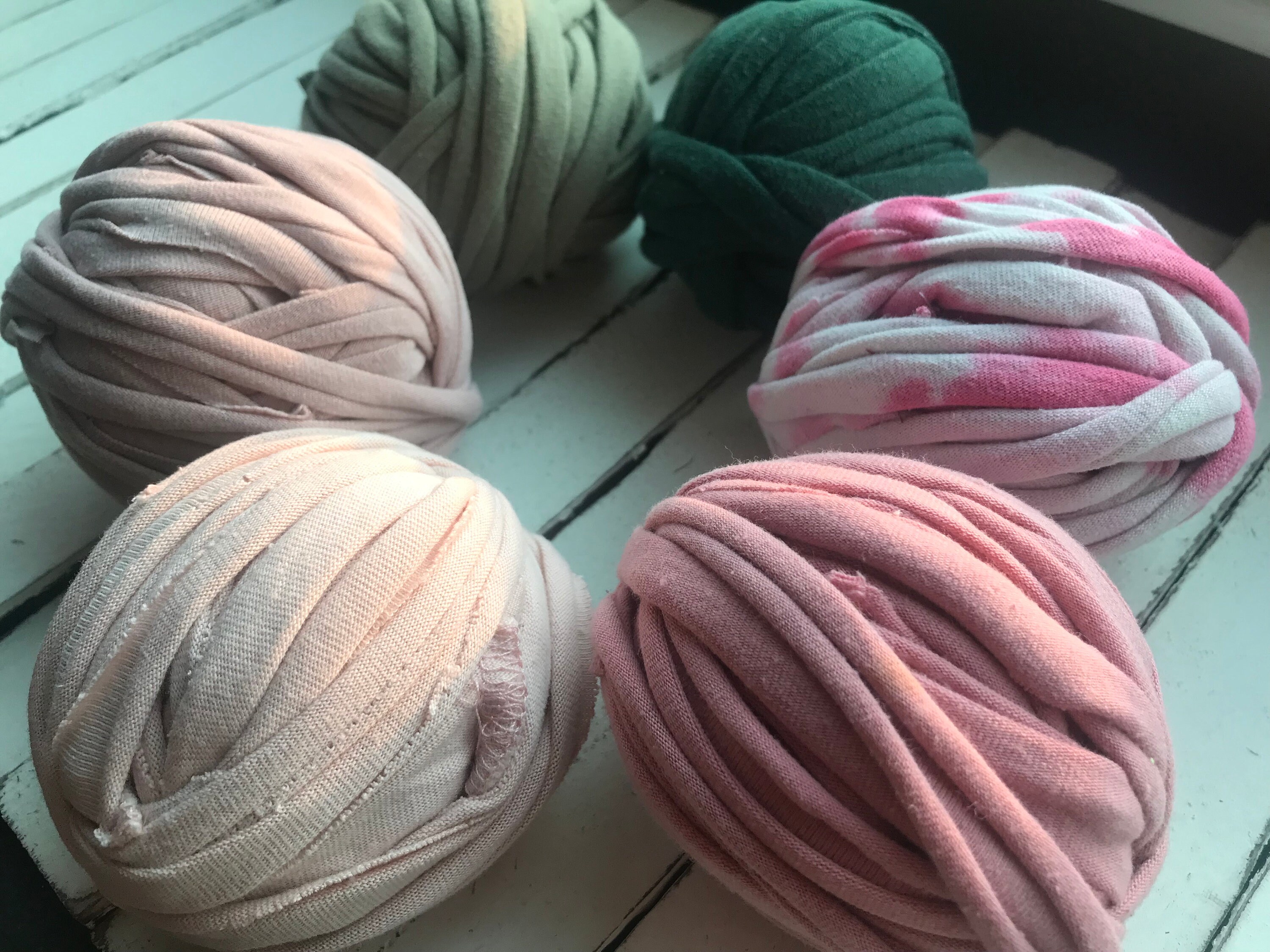 Upcycled T-shirt Yarn Project Bundle, Yarn for Knit and Crochet , Hand ...