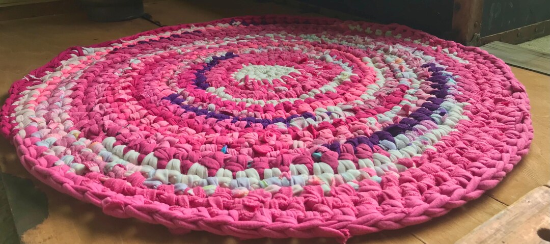 Rag Rug, Small Round Pink Rug, Rug for Girl’s Room, Rug for Pink Decor ...