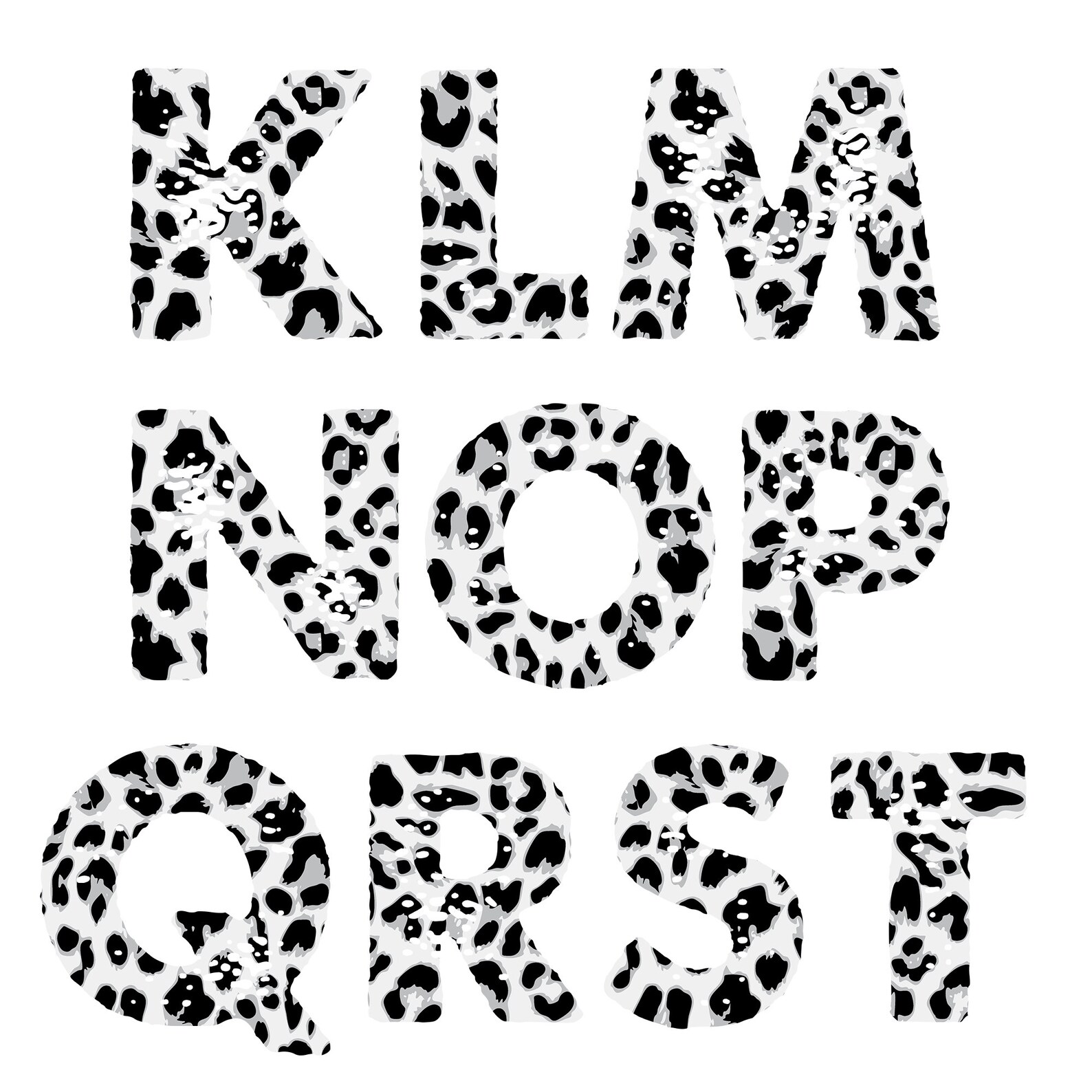 Leopard Alphabet PNG - Black and White Leopard, Animal Print Alphabet ...