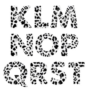 Leopard Alphabet PNG - Black and White Leopard, Animal Print Alphabet ...