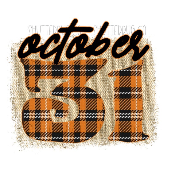 Halloween PNG October 31 Clipart Orange & Black Plaid - Etsy