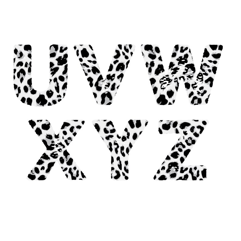 Leopard Alphabet PNG - Black and White Leopard, Animal Print Alphabet ...