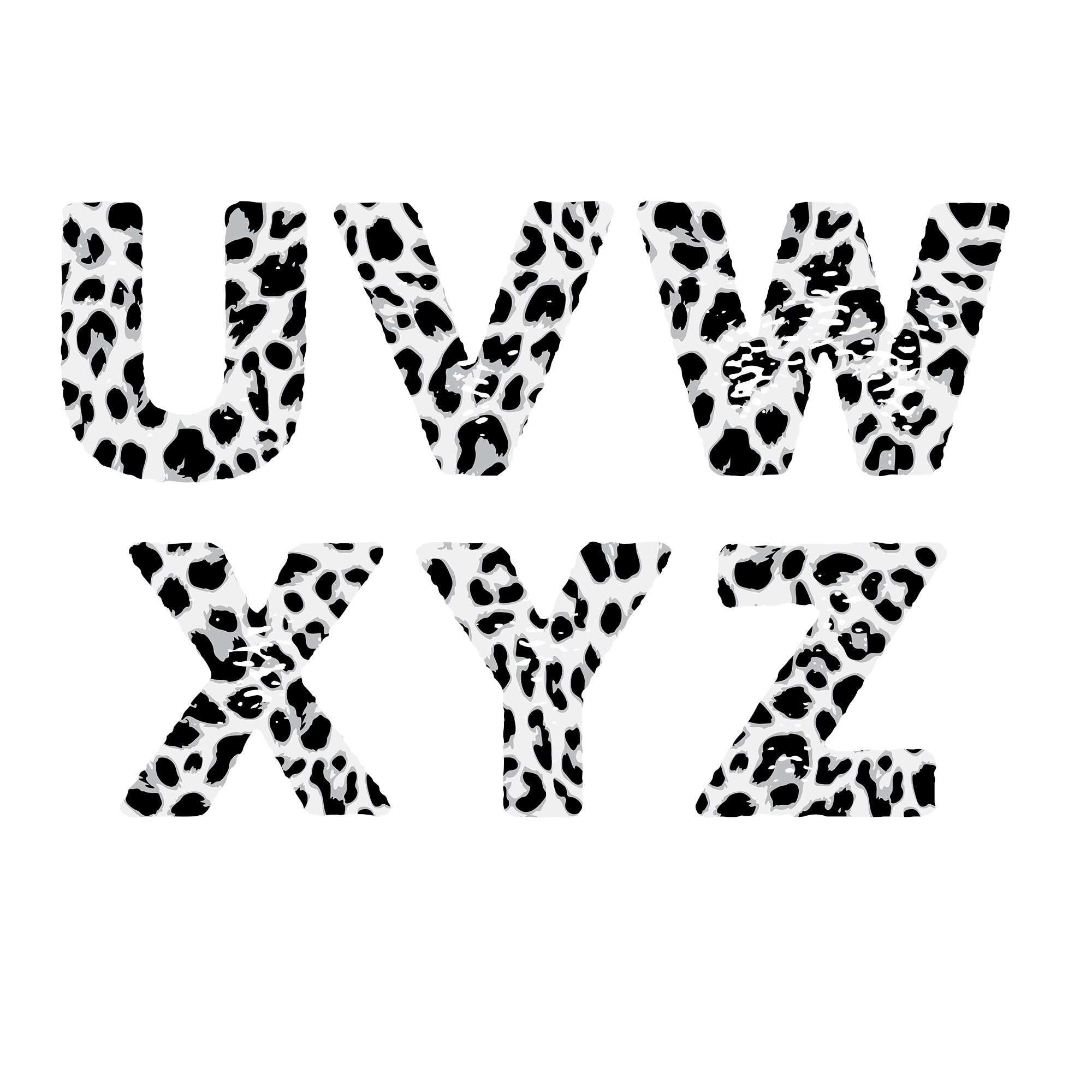 Leopard Alphabet PNG - Black and White Leopard, Animal Print Alphabet ...