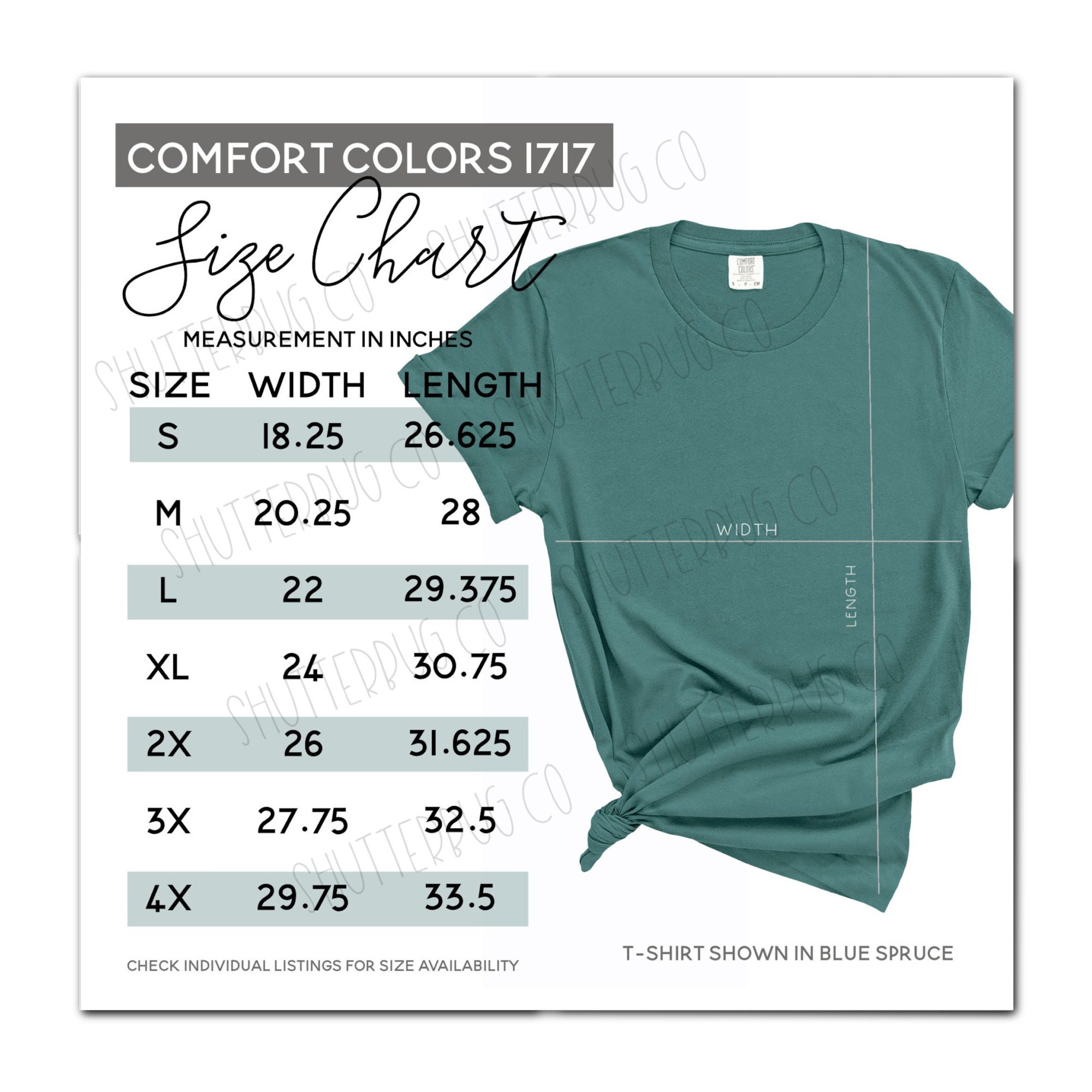 Sizing Chart Comfort Colors Sizing Chart Etsy Listing - Etsy