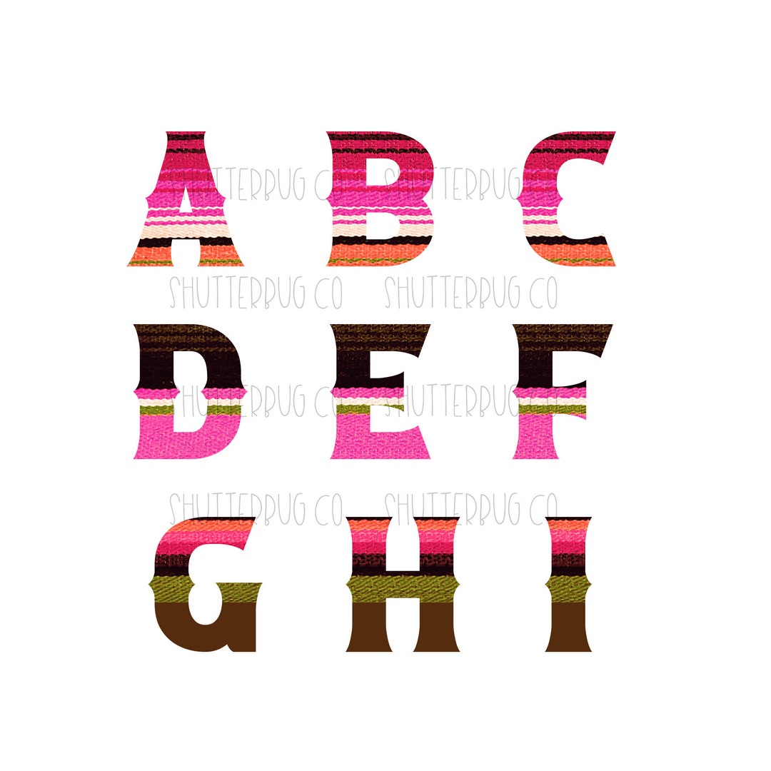 Digital Download - Southwest Themed Serape Alphabet and Number Set ...