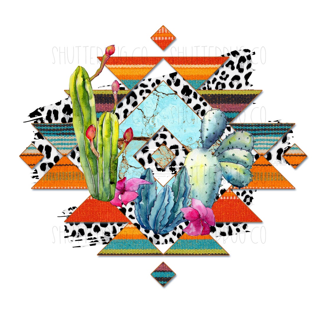 Aztec PNG, Southwest PNG, Serape, Turquoise, Leopard Print, Digital ...
