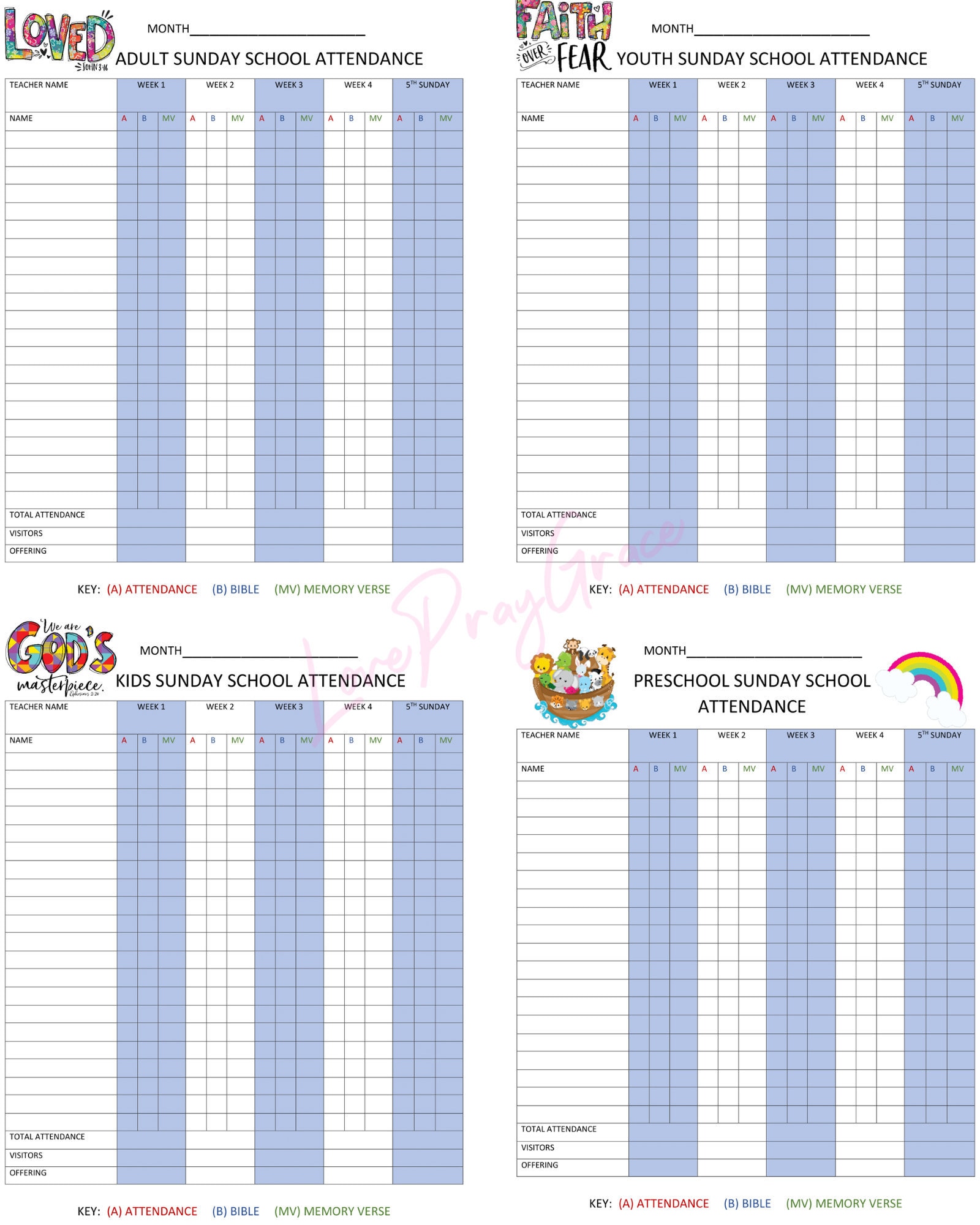 Free Printable Attendance Chart Roster Template Templates