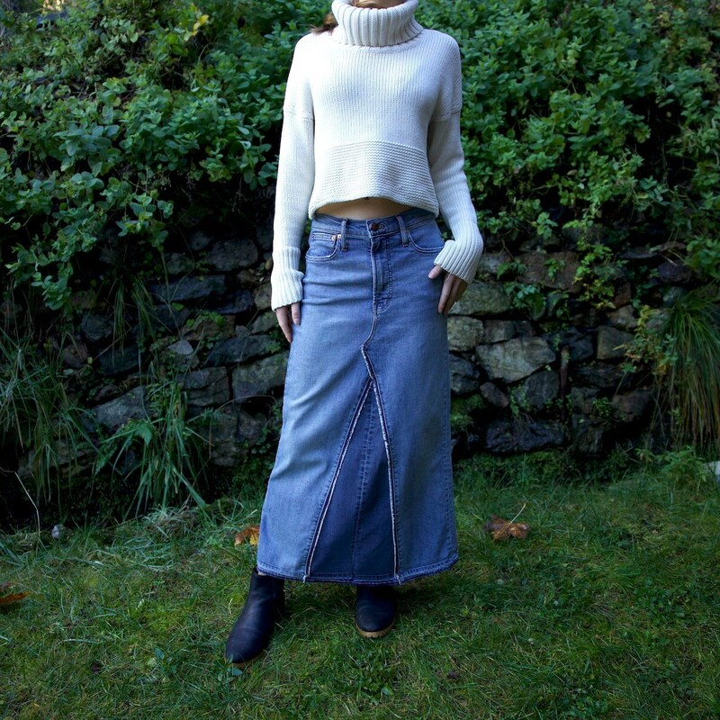 Upcycled Denim Skirt - Etsy