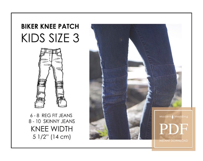 All 5 SIZES Kids Curved Knee Patch Pattern || Jeans Patch DIY for ...