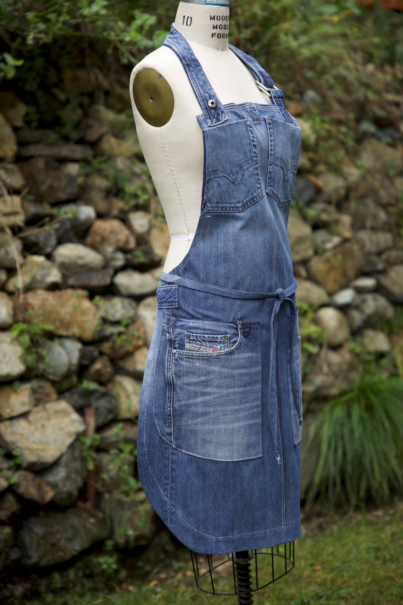Upcycled Denim Apron/barista Apron/kitchen Apron/gardening Apron/work ...