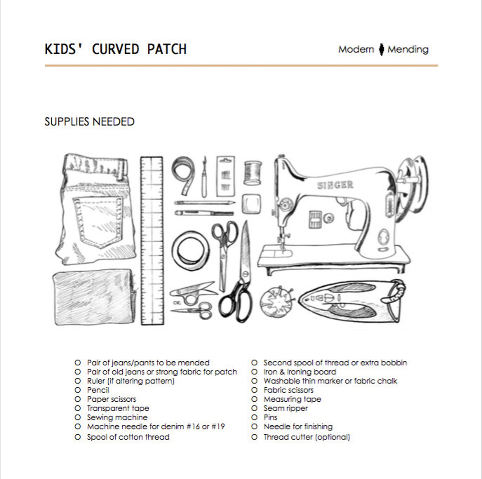 All 5 SIZES Kids Curved Knee Patch Pattern || Jeans Patch DIY for ...