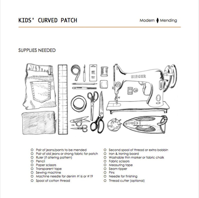 All 5 SIZES Kids Curved Knee Patch Pattern || Jeans Patch DIY for ...