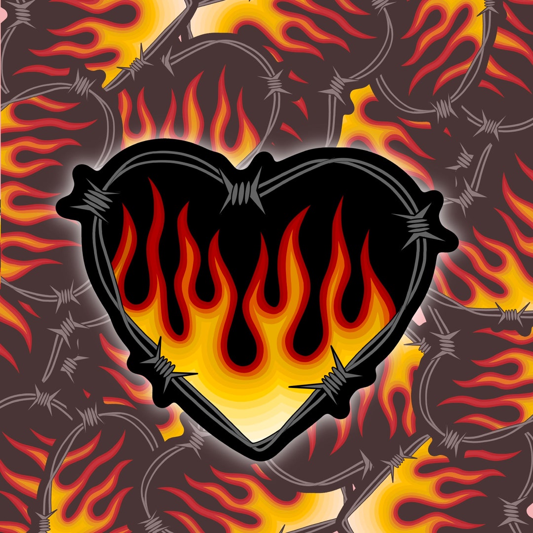 Barbed Wire Heart Sticker - Etsy