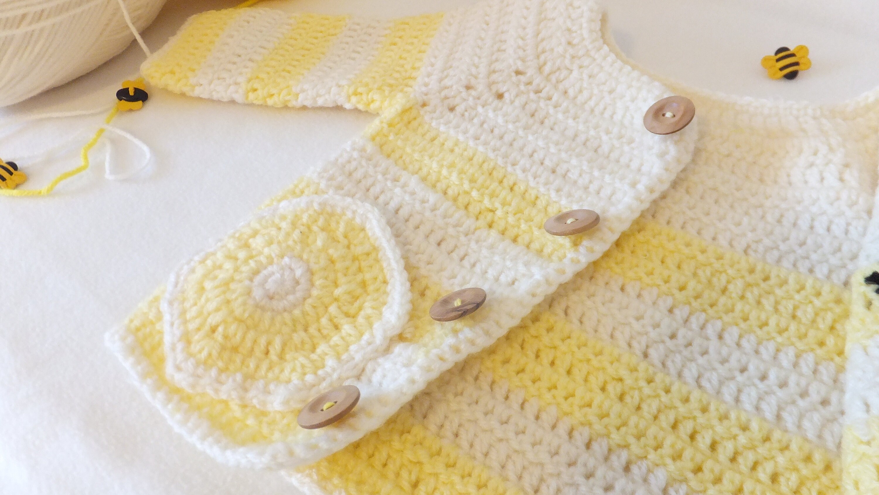 Crocheted Honeycomb Bee Baby Cardigan - Etsy