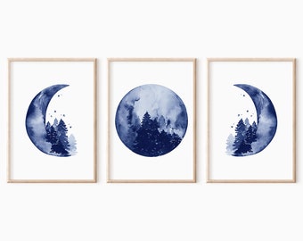 Blue Moon Print | Etsy