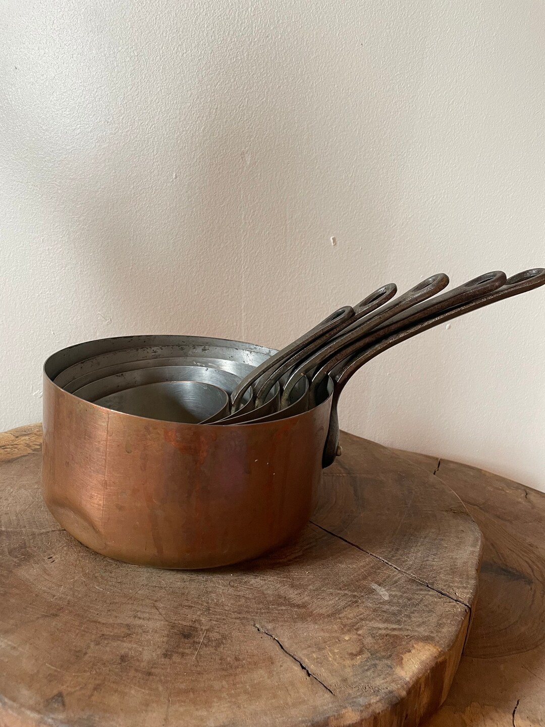 Set of 5 Vintage Copper Saucepans, Copper Saucepans, Kitchen, Kitchen ...