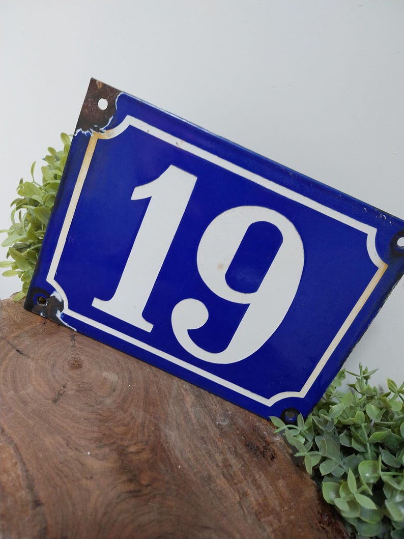 French Enamel House Number 19 Plaque - Blue - Etsy