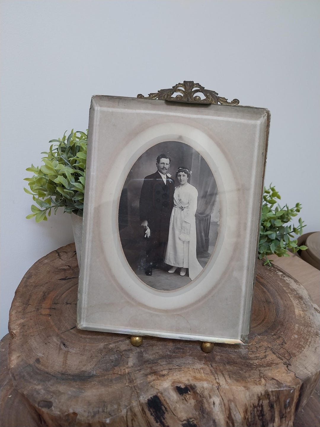 Extra Large Vintage French Bevelled Picture Frame With Brass Bow - Etsy