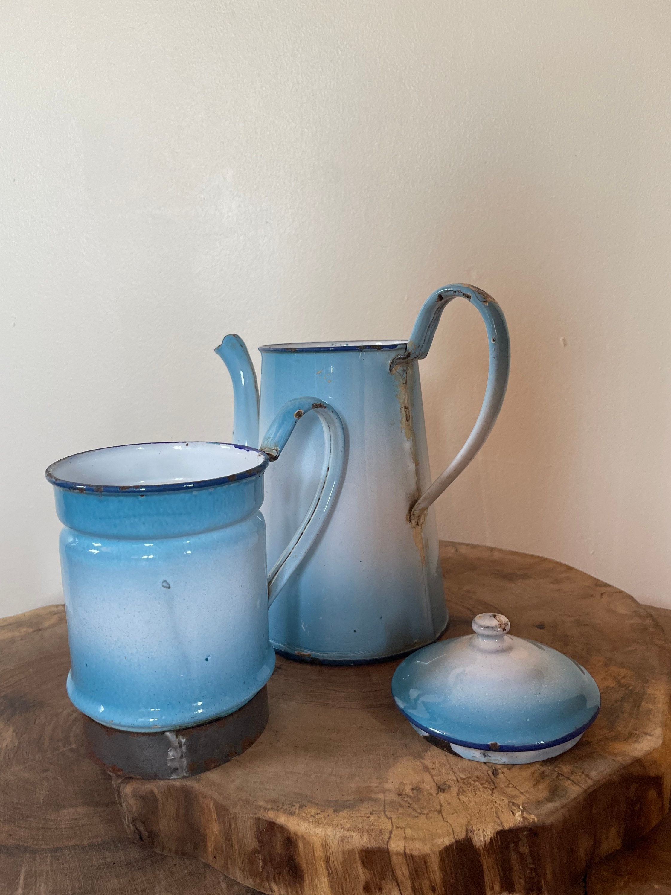 Vintage French Enamel Biggins Style Coffee Pot - Etsy