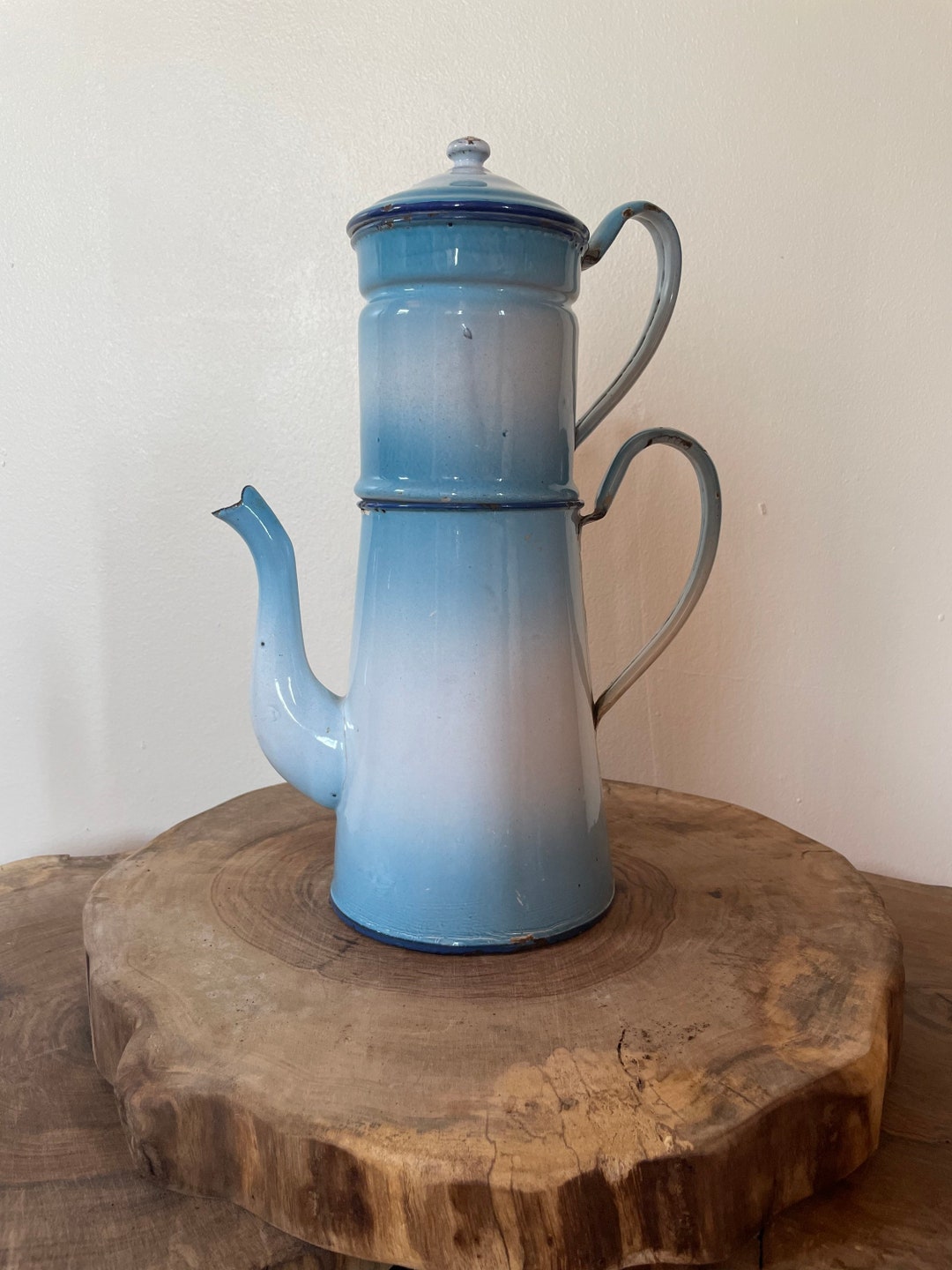 Vintage French Enamel Biggins Style Coffee Pot - Etsy