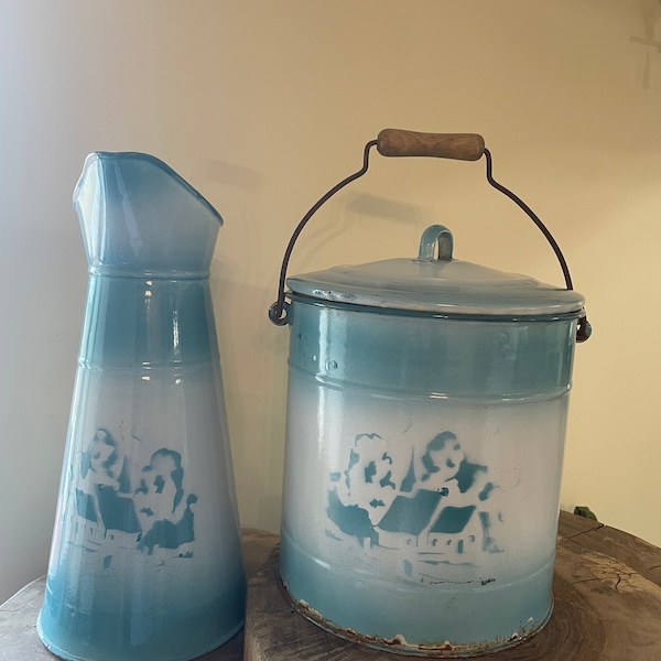 French Enamelware Pitcher - Etsy