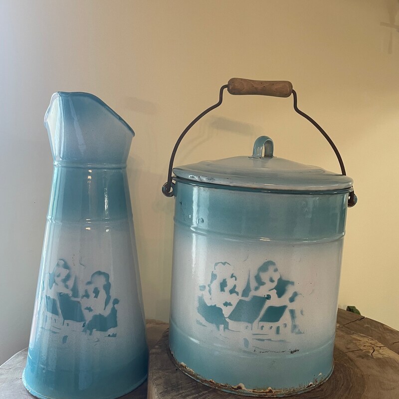 French Enamelware Pitcher - Etsy