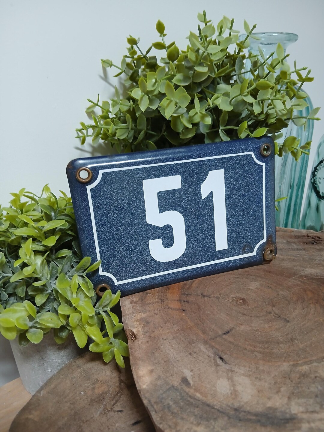 French Enamel House Number 51 Plaque - Blue - Etsy