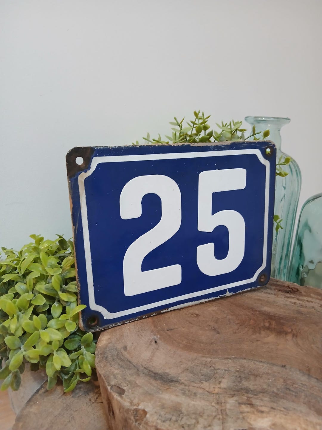 French Enamel House Number 25 Plaque - Blue - Etsy