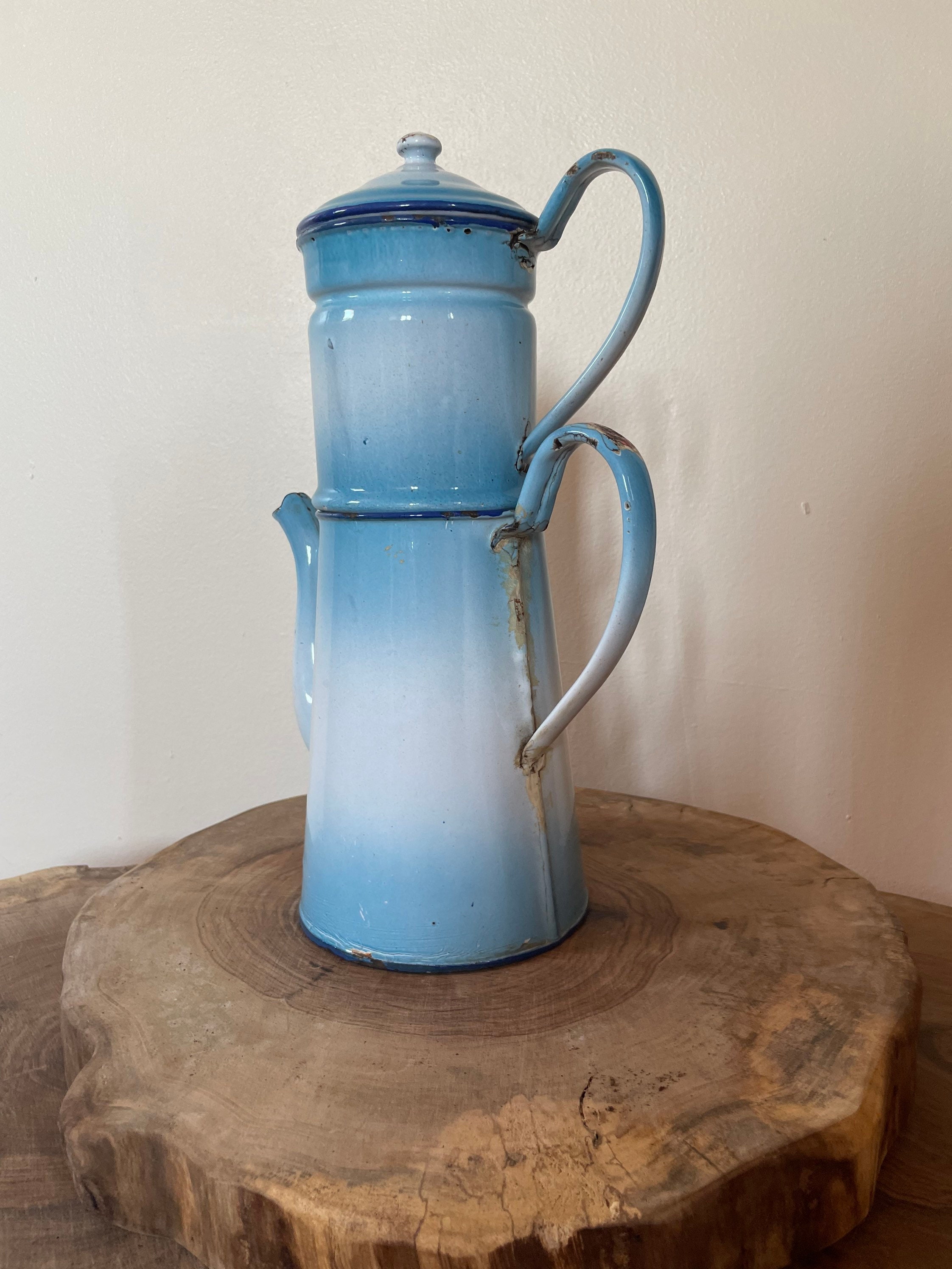 Vintage French Enamel Biggins Style Coffee Pot - Etsy