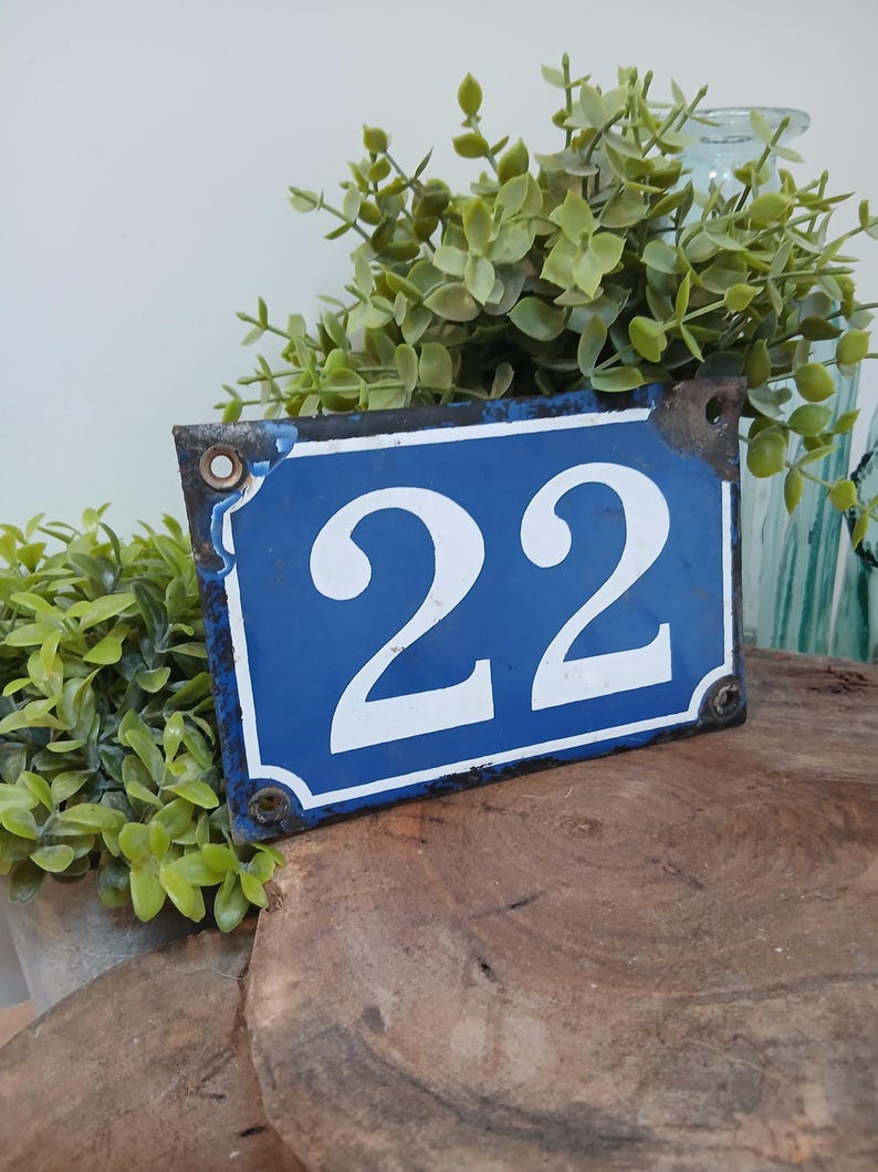 French Enamel House Number 22 Plaque - Blue - Etsy