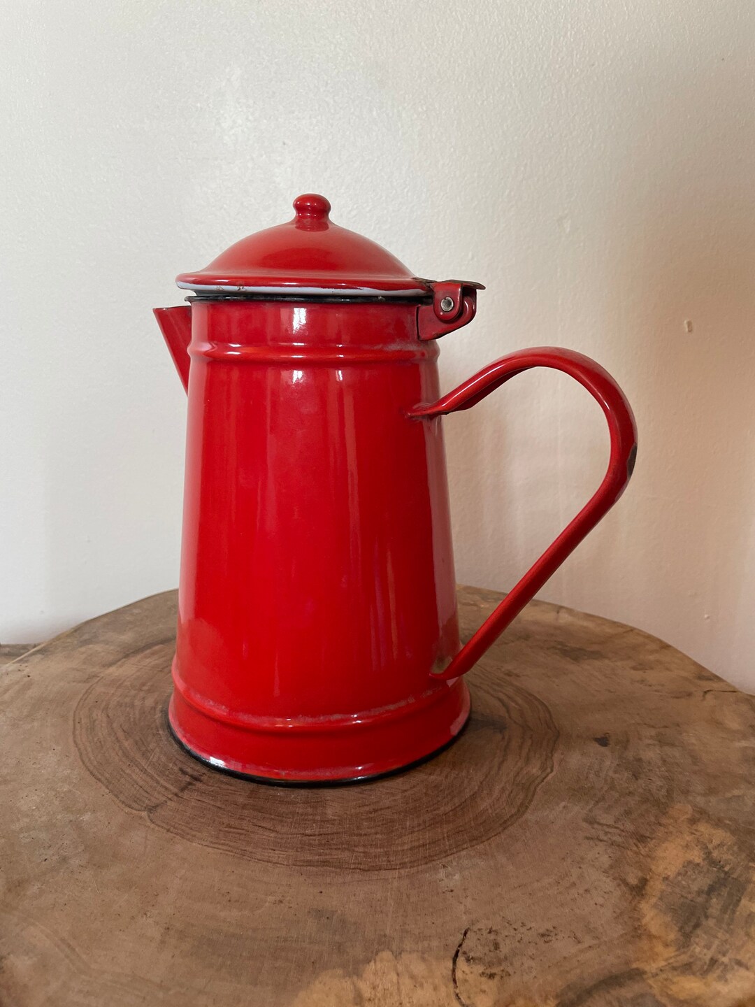 Red Enamel Jug, Enamelware, Vintage French, Kitchen Decoration - Etsy