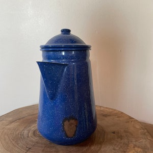 Blue Enamel Jug With Lid, Enamelware, Vintage French, Kitchen ...