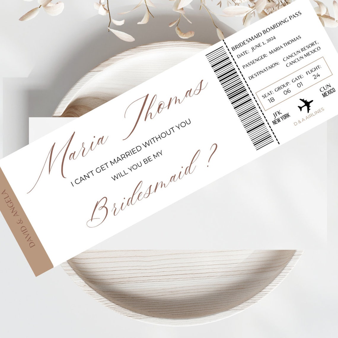 Bridesmaid Proposal Boarding Pass, Printable Bridesmaid Proposal ...