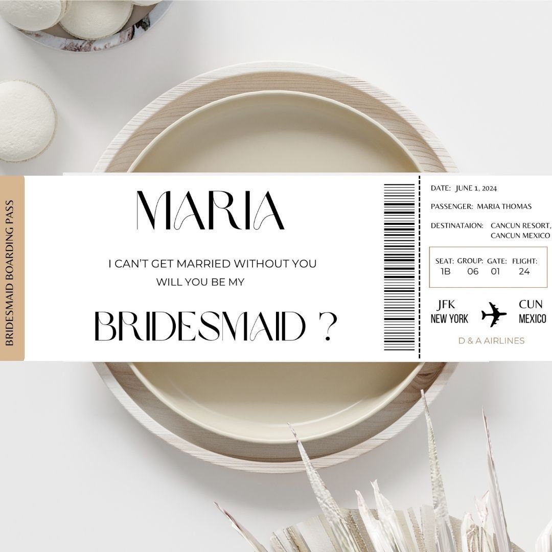 Bridesmaid Proposal Boarding Pass Template, Printable Bridesmaid Card ...