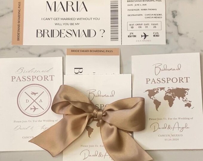 Bridesmaid Proposal Boarding Pass Template: Destination Wedding ...