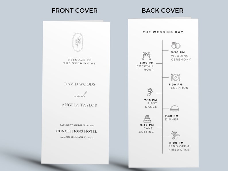 Trifold Wedding Program Template, Wedding Seating Chart, Printable ...