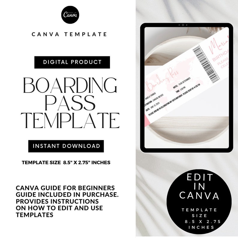 Editable Boarding Pass Invitation Template: Printable Airline Ticket ...