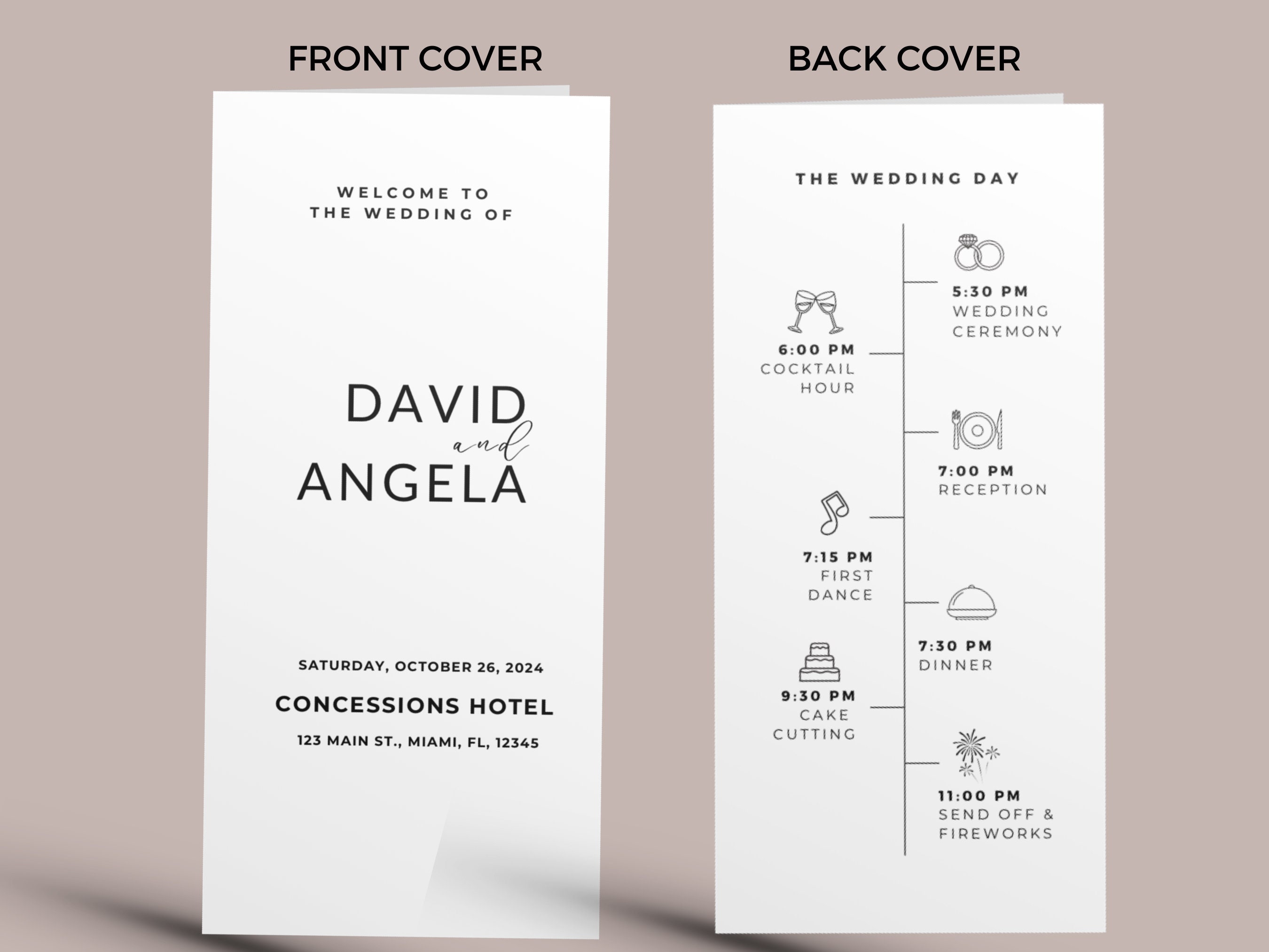 Trifold Wedding Program, Seating Chart Wedding Template, Wedding Day ...